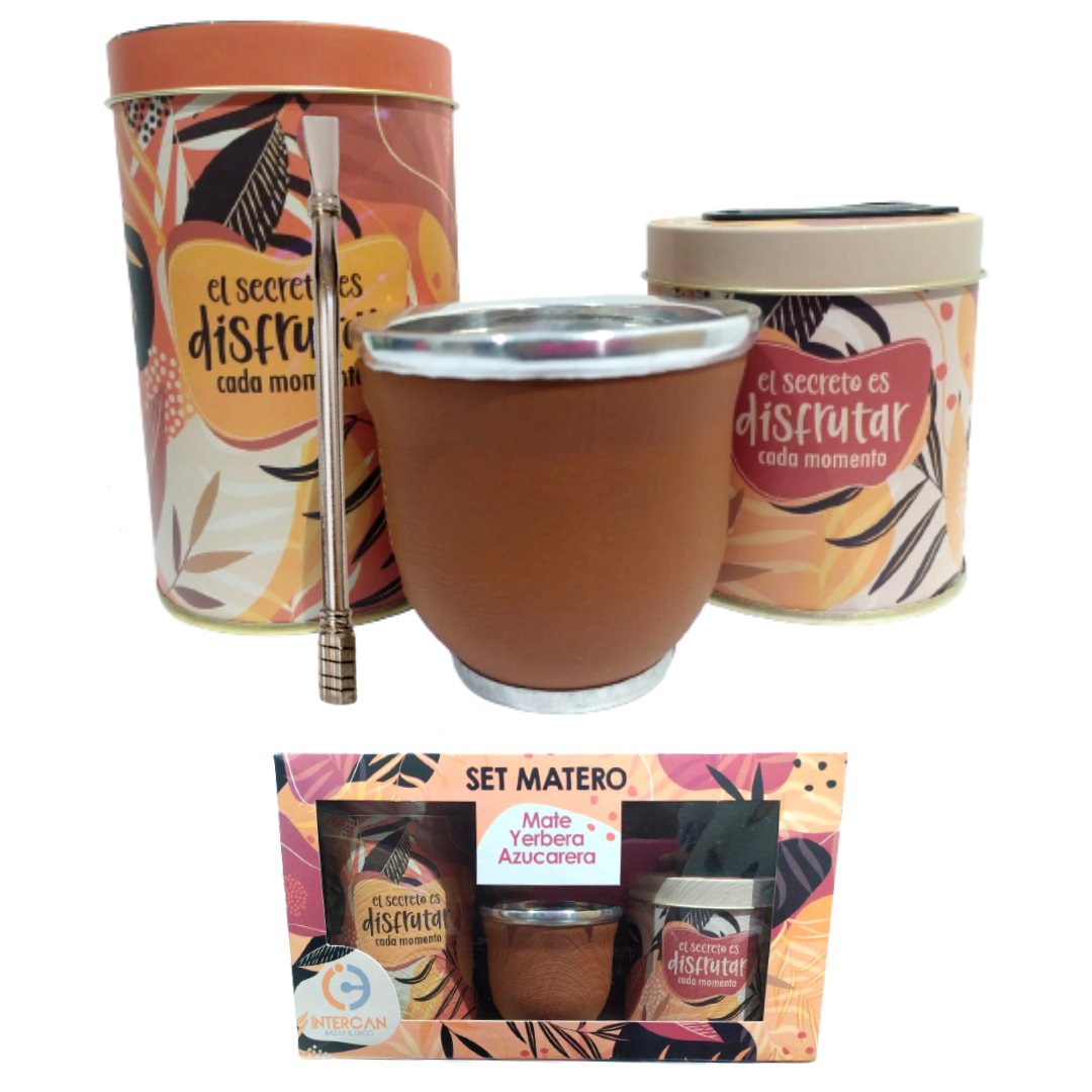 Promo set matero 3 piezas naranja + bombilla - INTERCAN