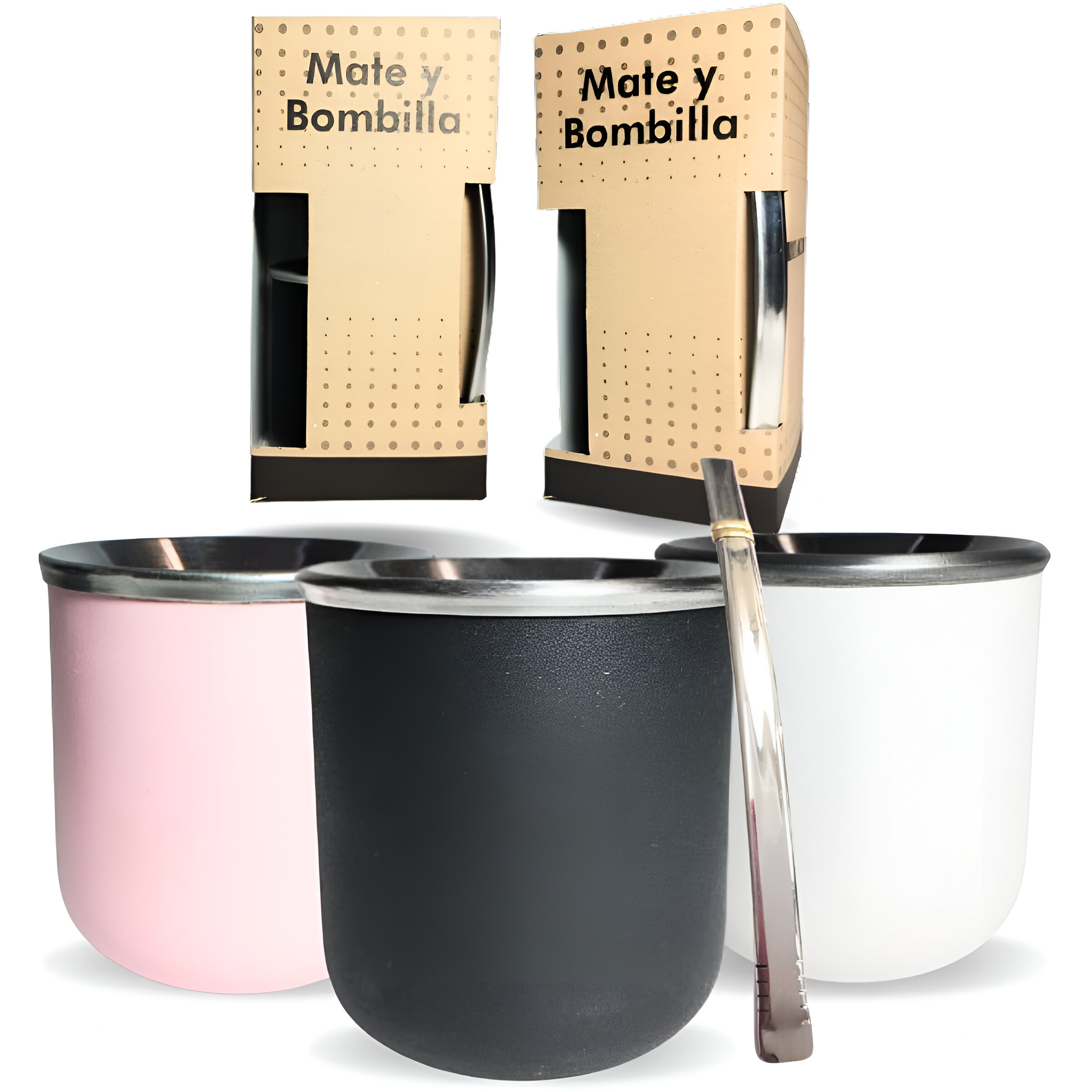 Mate acero inox viajero + bombilla chata + packaging - INTERCAN